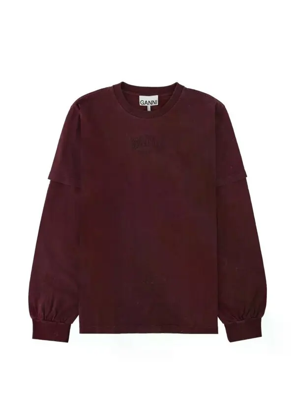 GANNI Double-sleeve Sweatshirt - Red