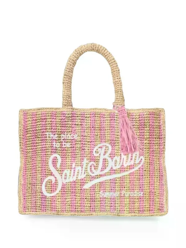 MC2 SAINT BARTH Colette Striped Raffia Tote Bag - Neutrals