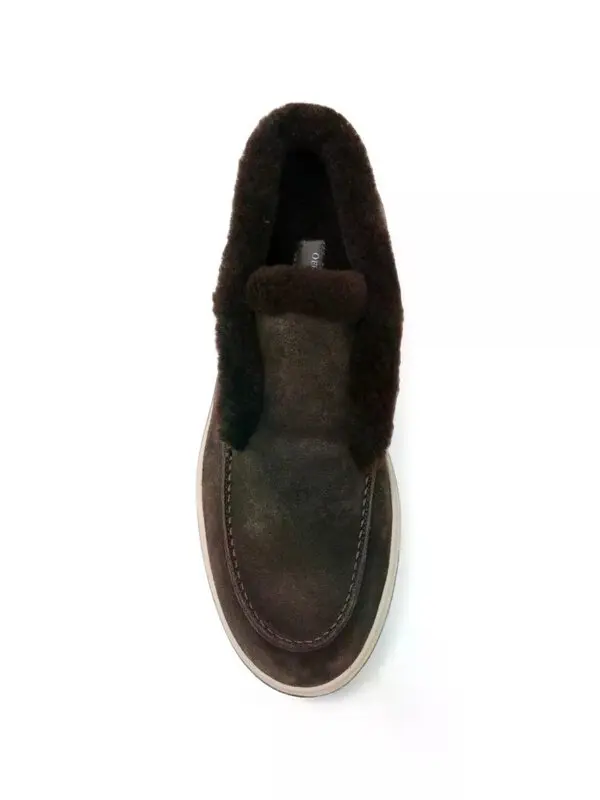 Officine Creative Frame Shearling-trim Suede Ankle Boots
