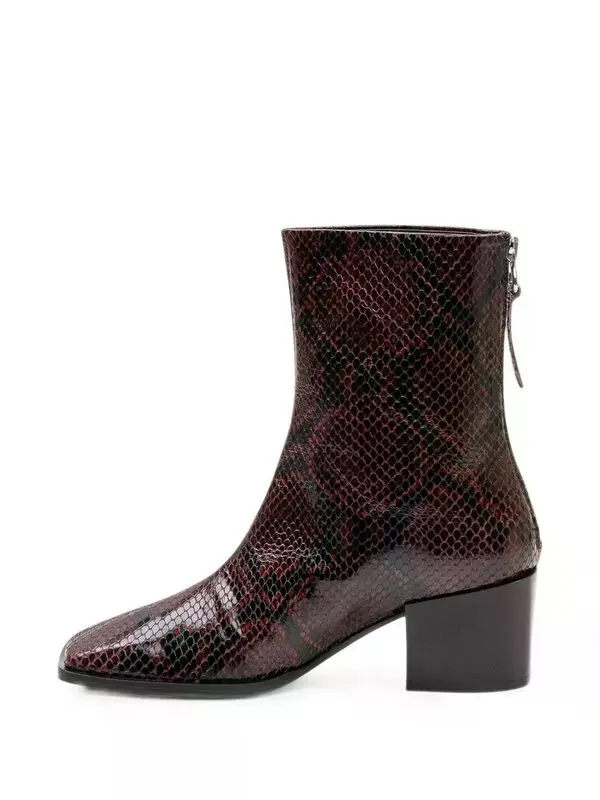AeydĒ Amina Snake-effect Leather Ankle Boots - Red