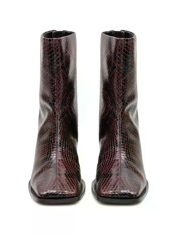 AeydĒ Amina Snake-effect Leather Ankle Boots - Red