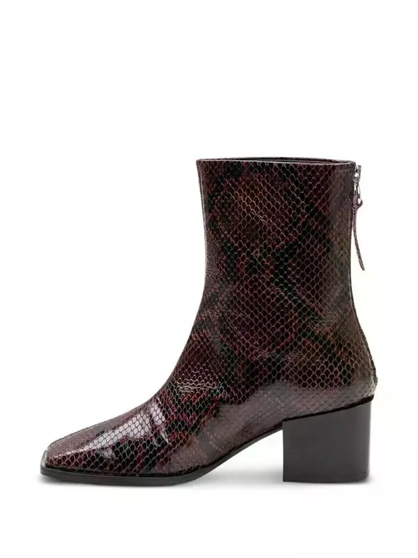 AeydĒ Amina Snake-effect Leather Ankle Boots - Red