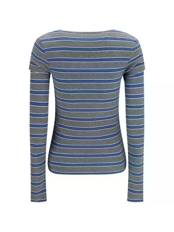 GANNI Striped Ribbed T-shirt