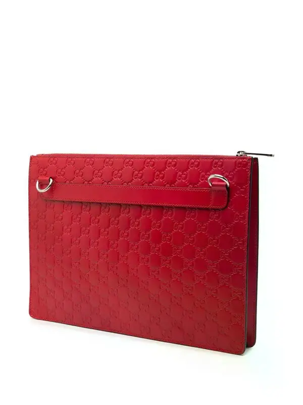 Gucci Embossed Leather Zip Messenger Bag