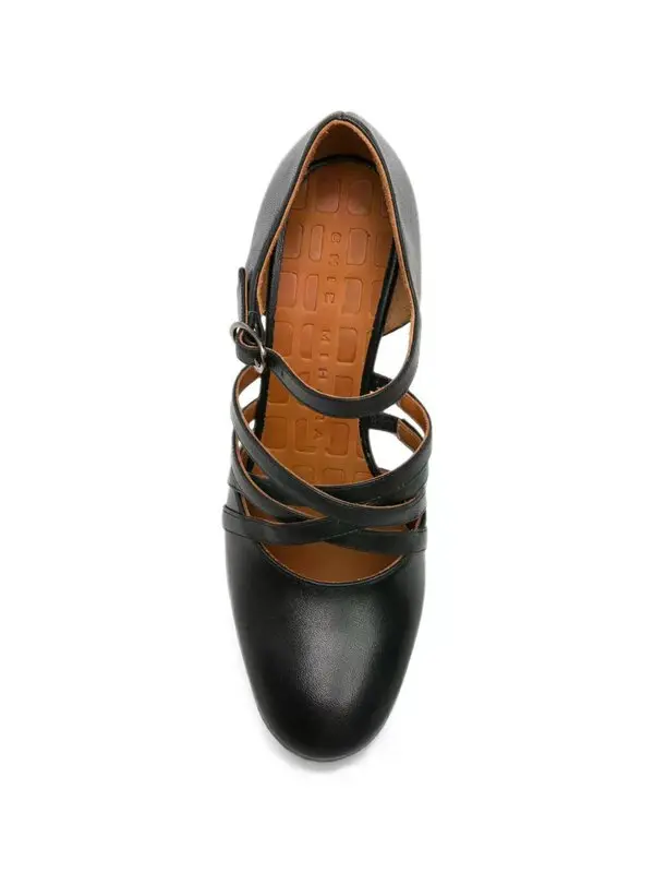 Chie Mihara Leather Strappy Heeled Pumps - Black