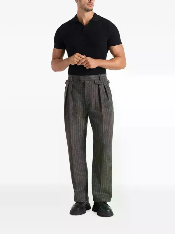 Manière De Voir Pierre Twin Pleat Wool Pinstripe Trousers - Grey