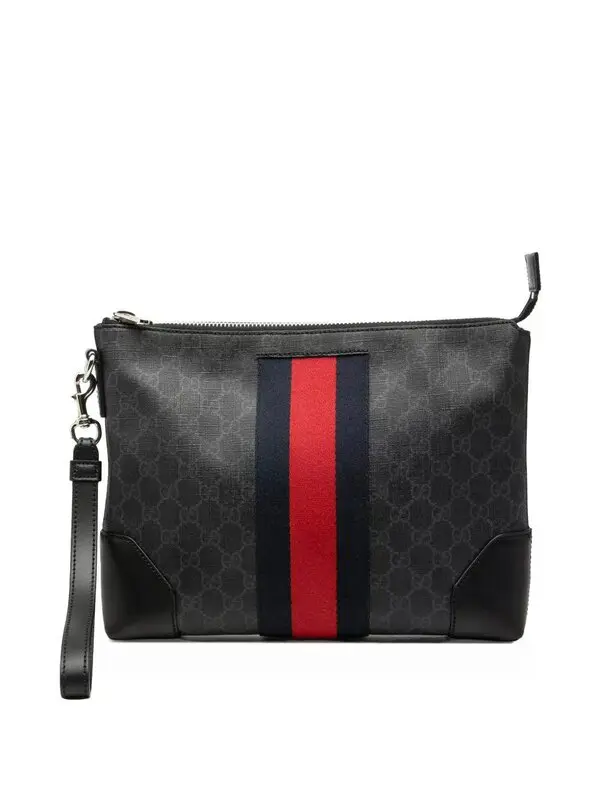 Gucci 2000-2015 Gg Supreme Web Clutch Bag - Black
