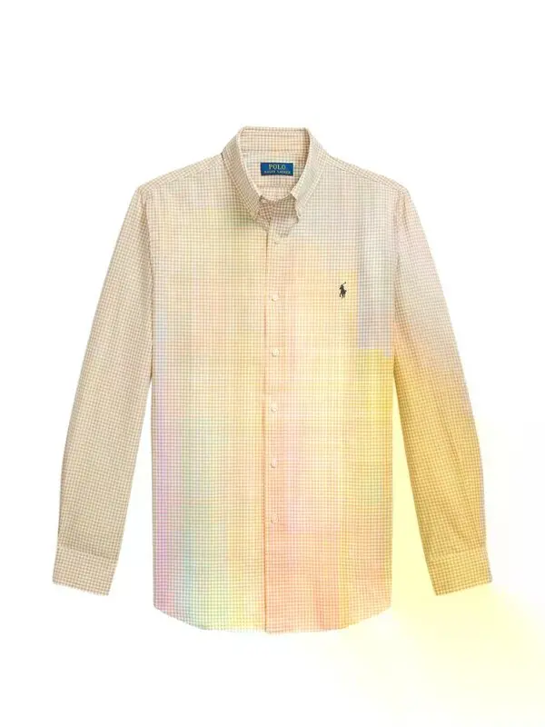 Polo Ralph Lauren Custom Fit Gingham Stretch-poplin Shirt - Neutrals