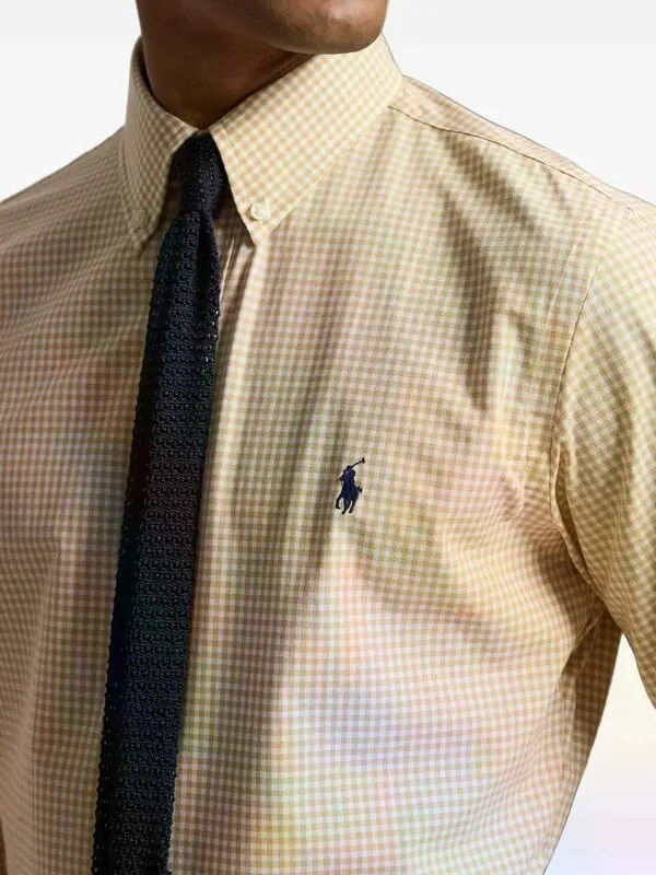 Polo Ralph Lauren Custom Fit Gingham Stretch-poplin Shirt - Neutrals