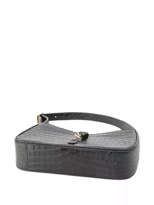 Saint Laurent Le 5 A 7 Croc Embossed Leather Shoulder Bag