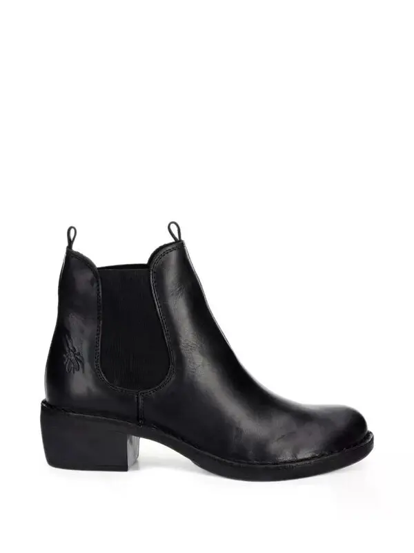 Fly London Elasticated Leather Chelsea Boots - Black