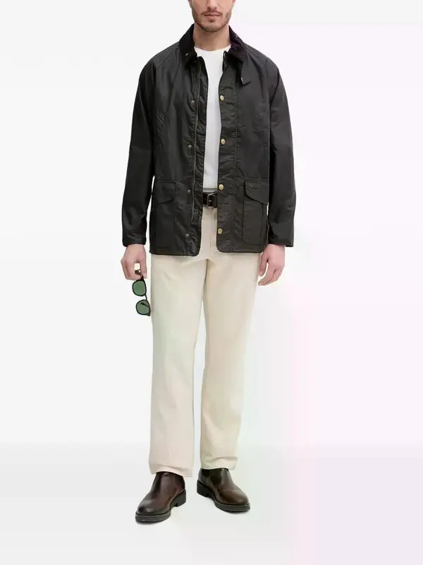 Barbour Stratford Corduroy-collar Waxed-cotton Jacket - Green