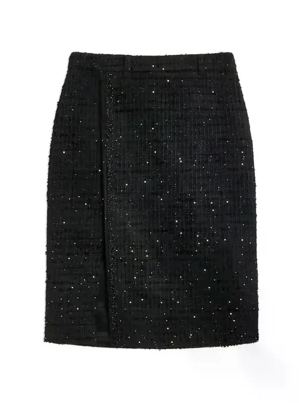 SEMICOUTURE Sequin-embellished Tweed Skirt - Black