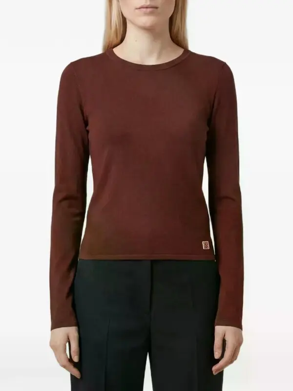 Saint Laurent Cassandre Long-sleeve Top - Brown