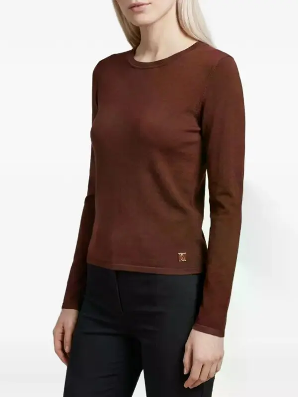 Saint Laurent Cassandre Long-sleeve Top - Brown