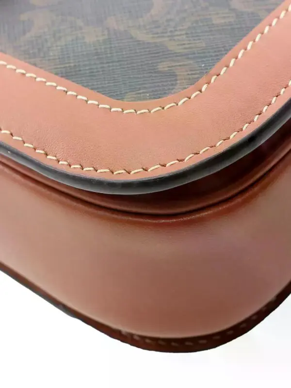 Celine Triomphe Crossbody Bag In Coated Canvas And Calfskin - Brown