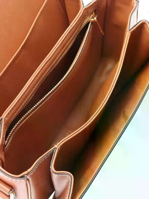 Celine Triomphe Crossbody Bag In Coated Canvas And Calfskin - Brown