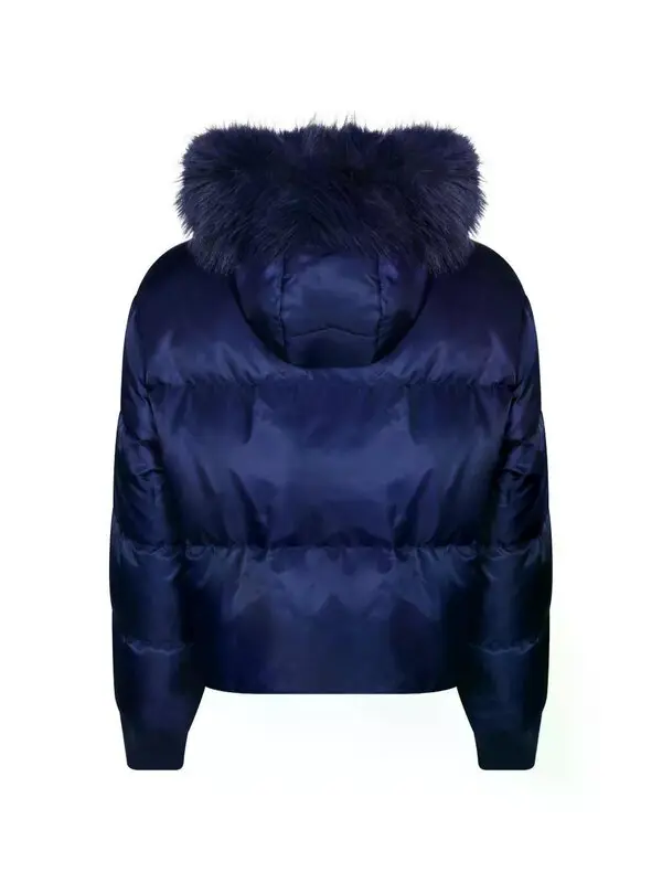 Pinko Faux-fur Trim Puffer Jacket - Blue