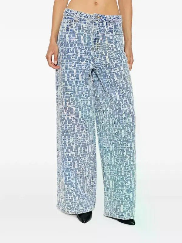 SELF-PORTRAIT Textured Wide-leg Jeans