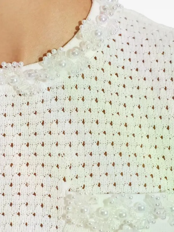 SELF-PORTRAIT Appliqué Open-knit Top