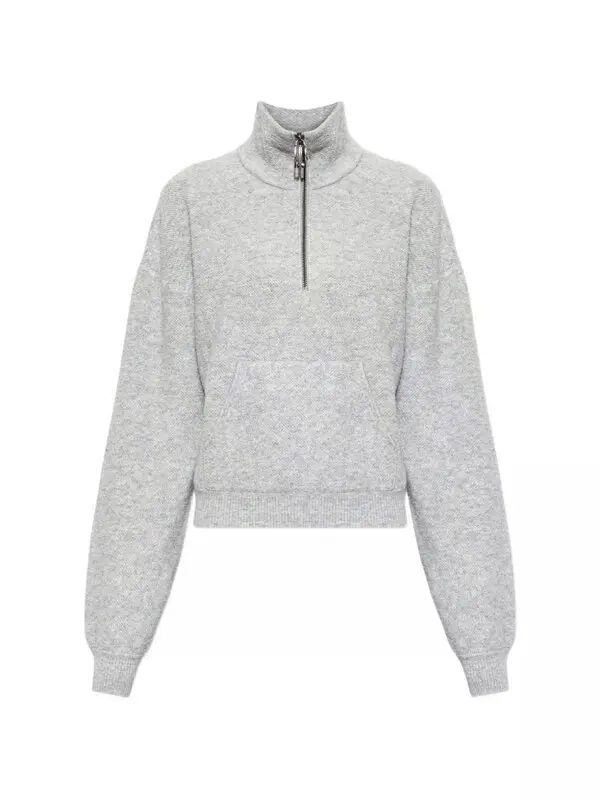 Victoria Beckham Quarter-zip Pouch-pocket Sweater - Grey