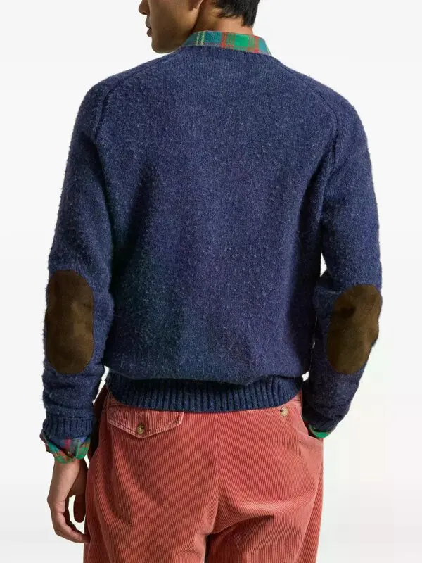 Polo Ralph Lauren Suede-patch Wool-cashmere Jumper - Blue