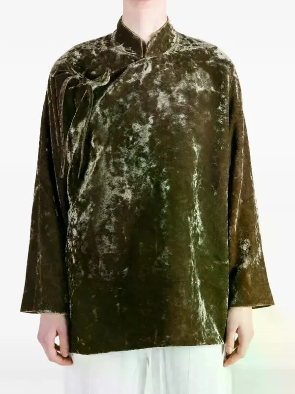 UMA WANG Kika Crushed-velvet Tie-fastening Jacket