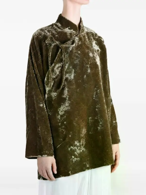 UMA WANG Kika Crushed-velvet Tie-fastening Jacket