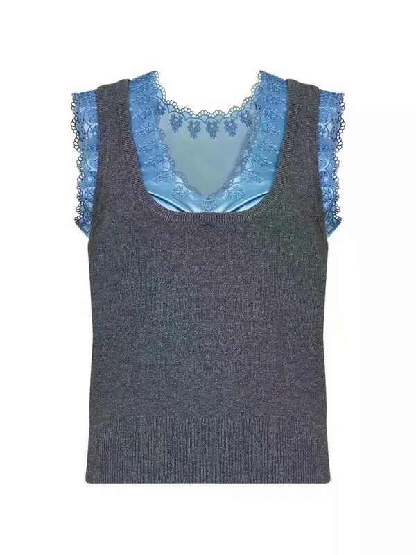 Rabanne Embroidered Satin-insert Sweater - Grey