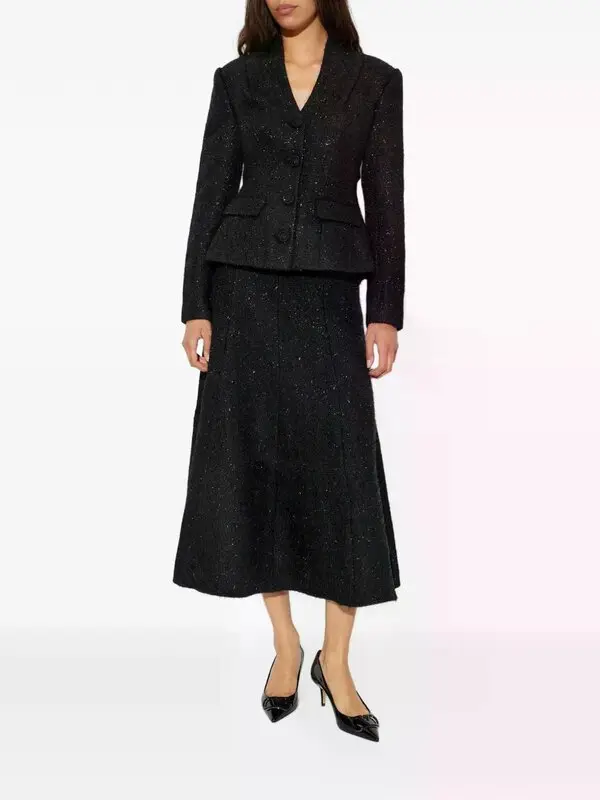 SELF-PORTRAIT Metallic-effect Bouclé Midi Dress