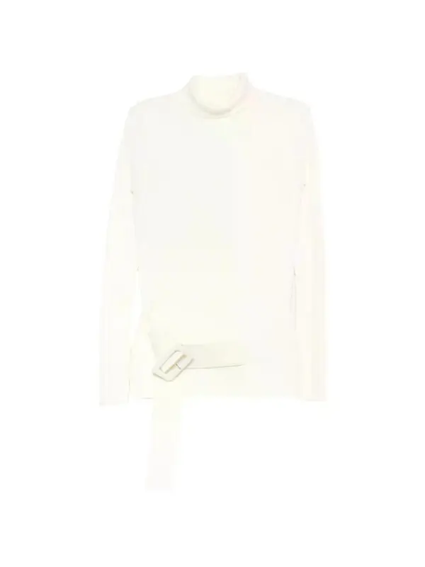 SIMONA CORSELLINI Belted Ribbed-knit Sweater - Neutrals