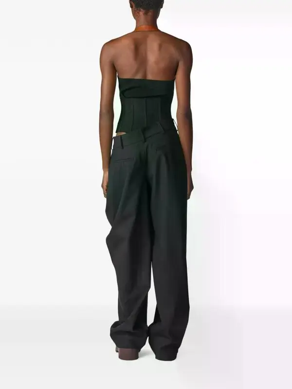 Monse Ribbed Knit Halterneck Top With Leather Strap Detail - Black