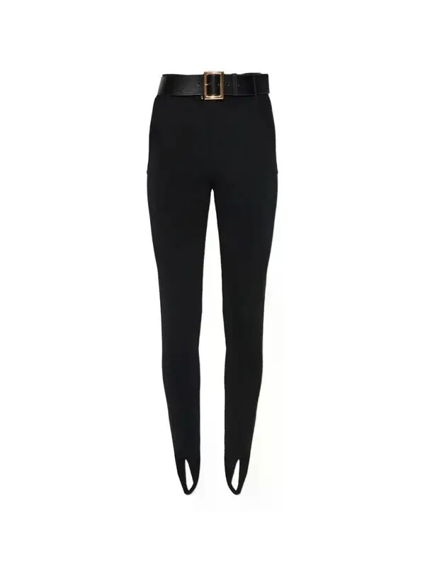 SELF-PORTRAIT Belted Stirrup Leggings - Black