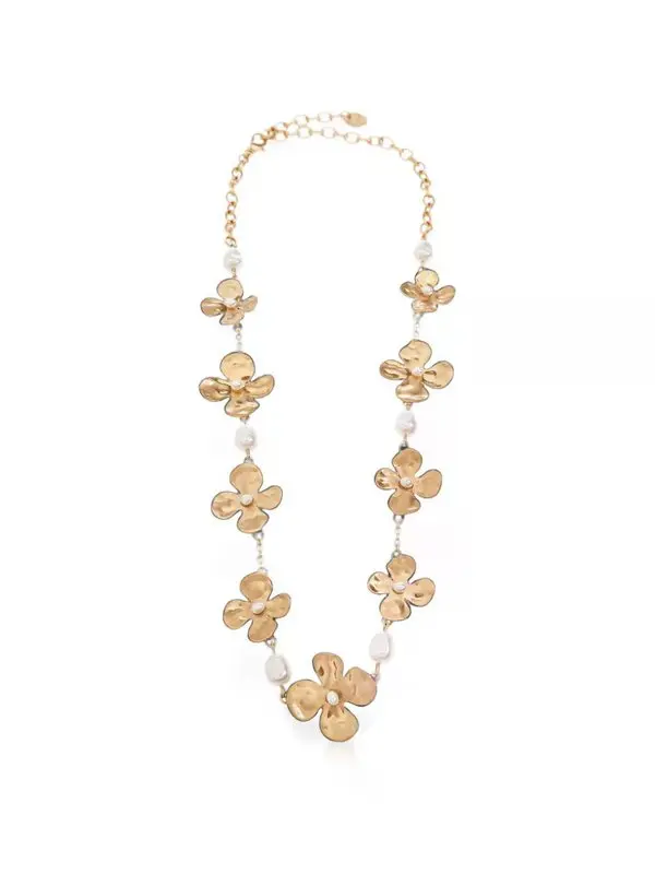 Cult Gaia Lucky Faux-pearl Floral Necklace - Gold