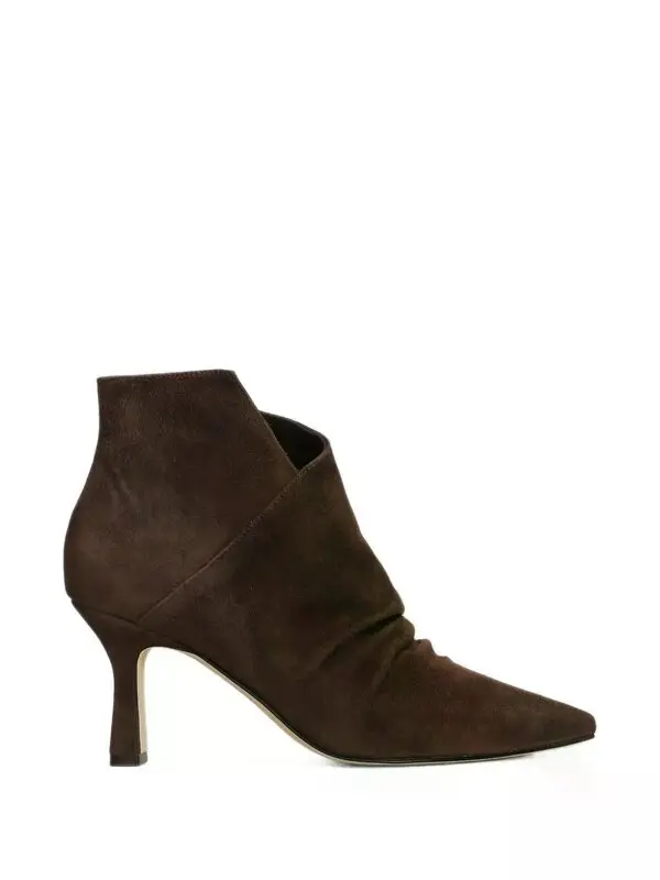 THE SELLER Ruched Pointed-toe Ankle Boots - Brown