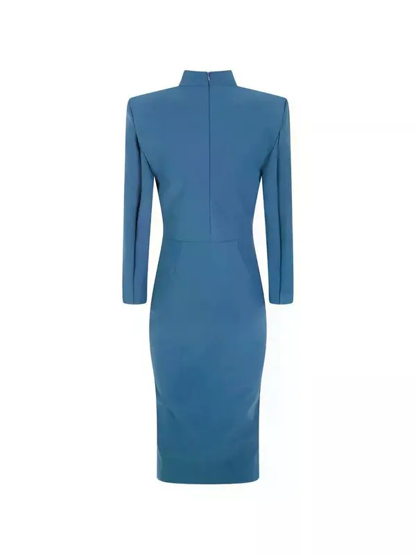Chiara Boni La Petite Robe Wrap-style Ruched High Neck Dress - Blue