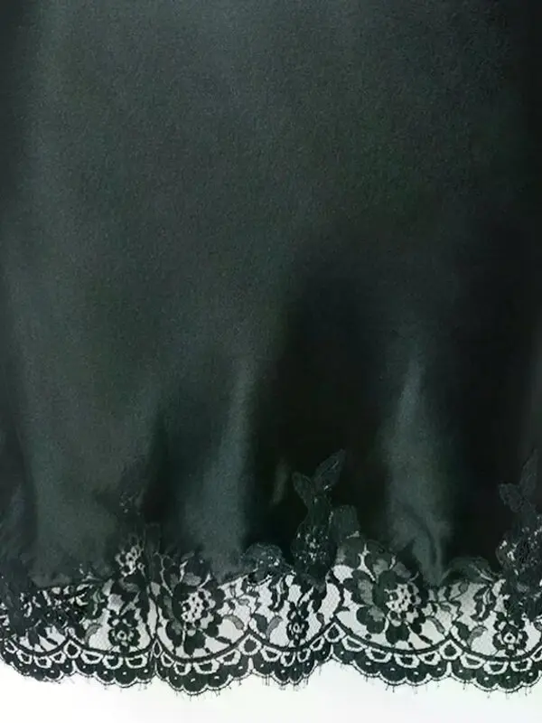 Saint Laurent Lace-trimmed Satin Midi Skirt - Green