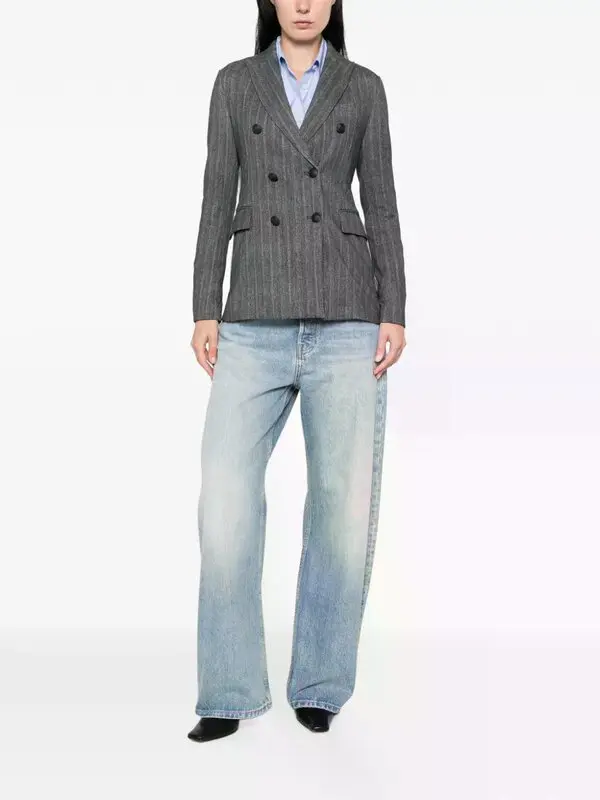 CIRCOLO 1901 Pinstripe-patten Double-breasted Blazer - Grey