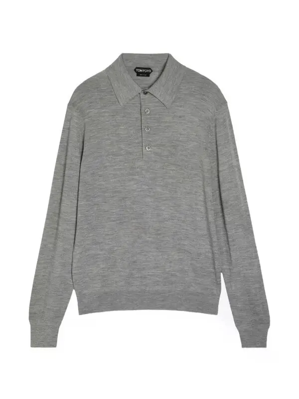 TOM FORD Long-sleeve Polo Shirt - Grey