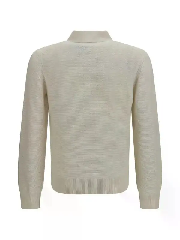 Zegna Waffle-knit Long-sleeve Polo Shirt