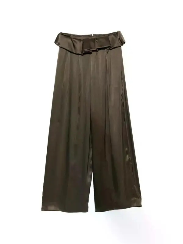 Khaite Kira Gathered Satin Trousers - Green
