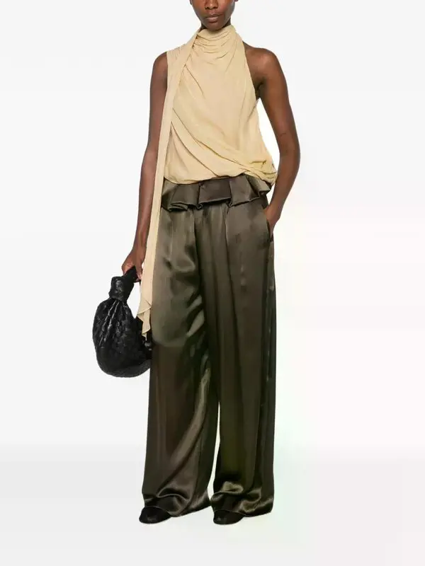 Khaite Kira Gathered Satin Trousers