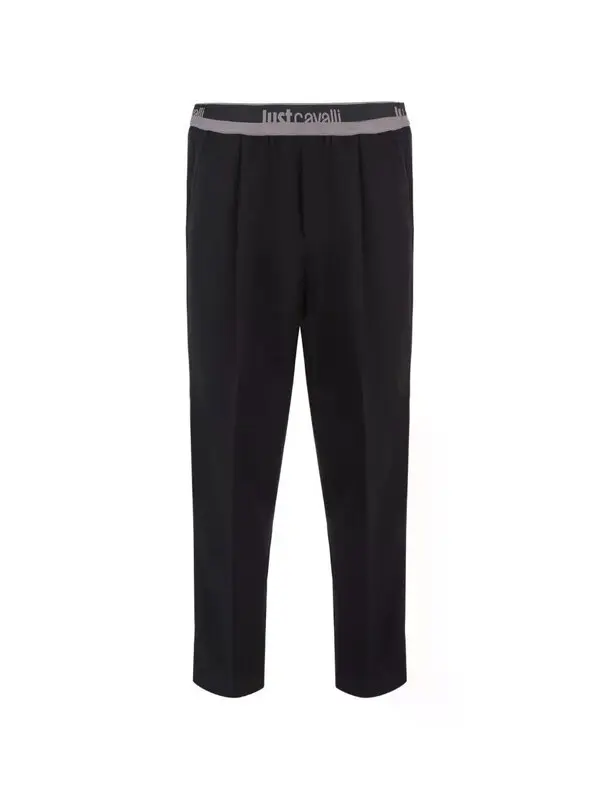 Just Cavalli Logo-waistband Pleated Trousers - Black