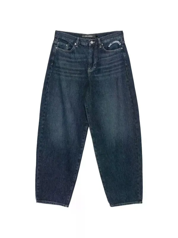 Karl Lagerfeld Embroidered-logo Wide-leg Jeans - Blue