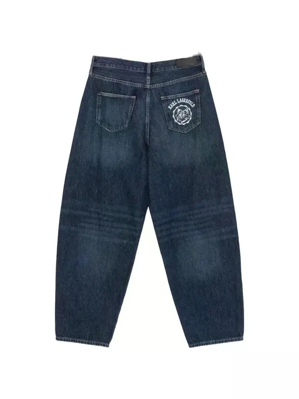 Karl Lagerfeld Embroidered-logo Wide-leg Jeans