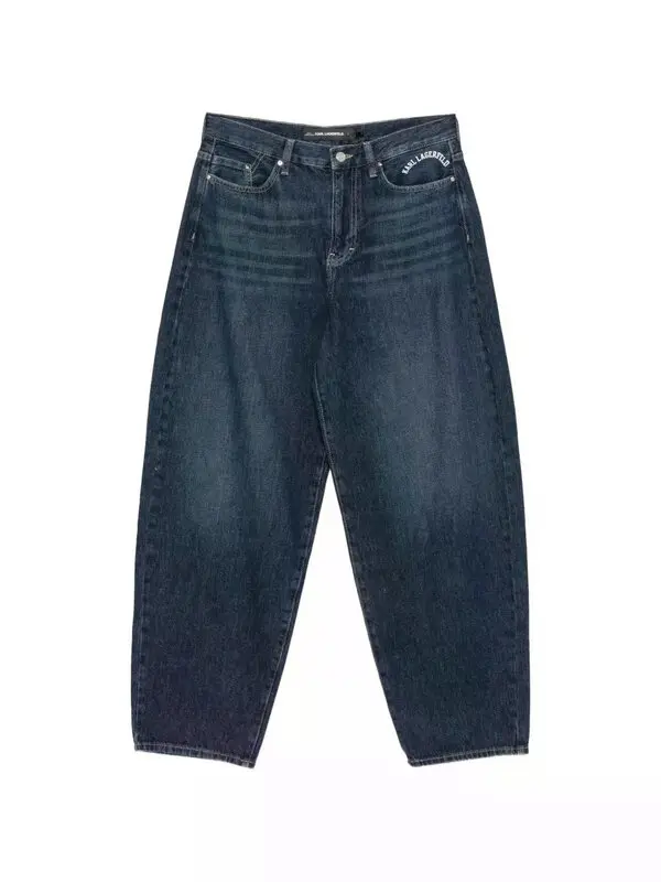 Karl Lagerfeld Embroidered Logo Wide-leg Jeans - Blue