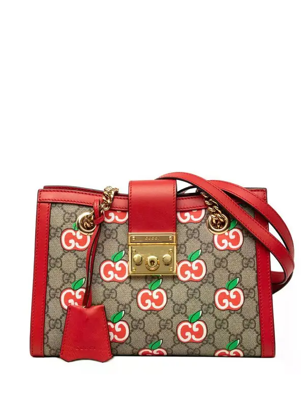 Gucci 2000-2015 Small Gg Supreme Apple Padlock Tote Bag - Neutrals