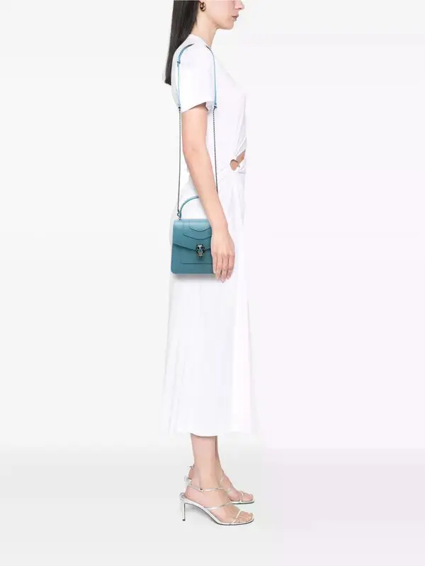BVLGARI Calfskin Serpenti Forever Top Handle Bag - Blue