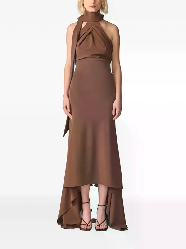 Monse Twist-front Asymmetric Midi Dress - Brown