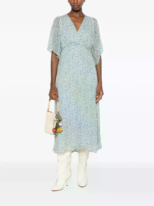 MAISON123 Balma Floral-print Flutter-sleeve Midi Dress